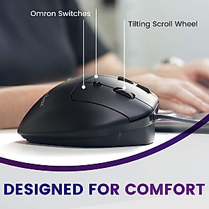 Perixx PERIMICE-520 Wired USB Ergonomic Programmable Trackball Mouse, Adjustable Angle, 8 Button Design, Black (PM-520-11447)