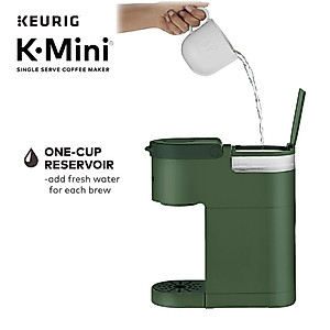 Keurig K-Mini Single Serve Coffee Maker with 6-12Oz Cup Sizes, Quick Brewing, and Removable Drip Tray (Evergreen, Renewed)