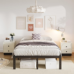 Bednowitz California-King-Bed-Frames, 12 Inch Cal King Metal Platform Bed Frame with Heavy Duty Steel Slats, Noise Free Mattress Foundation No Box Spring Needed, Easy Assembly, Black