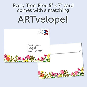 Tree-Free Greetings - Birthday Cards - Artful Designs - 1 Card + Matching Envelopes - Made in USA - 100% Recycled Paper - 5"x7" - Cumpleanos Flowers (GO64622)