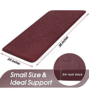 Anti Fatigue Kitchen Mat for Floor by DAILYLIFE, 3/4" Thick Kitchen Cushioned Mat, Standing Comfort Mat for Home, Office, Garage, Non-Slip Bottom, Waterproof & Easy-to-Clean (24" x 36", Burgundy)