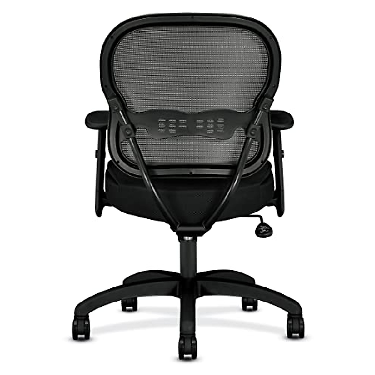 HON Wave Office Chair Mid Back Mesh Ergonomic Computer Desk Chair - Adjustable Arms, Lumbar Support, Synchro-Tilt Tension Angle Lock Recline, Comfortable Cushion, 360 Swivel Rolling Wheels - Black
