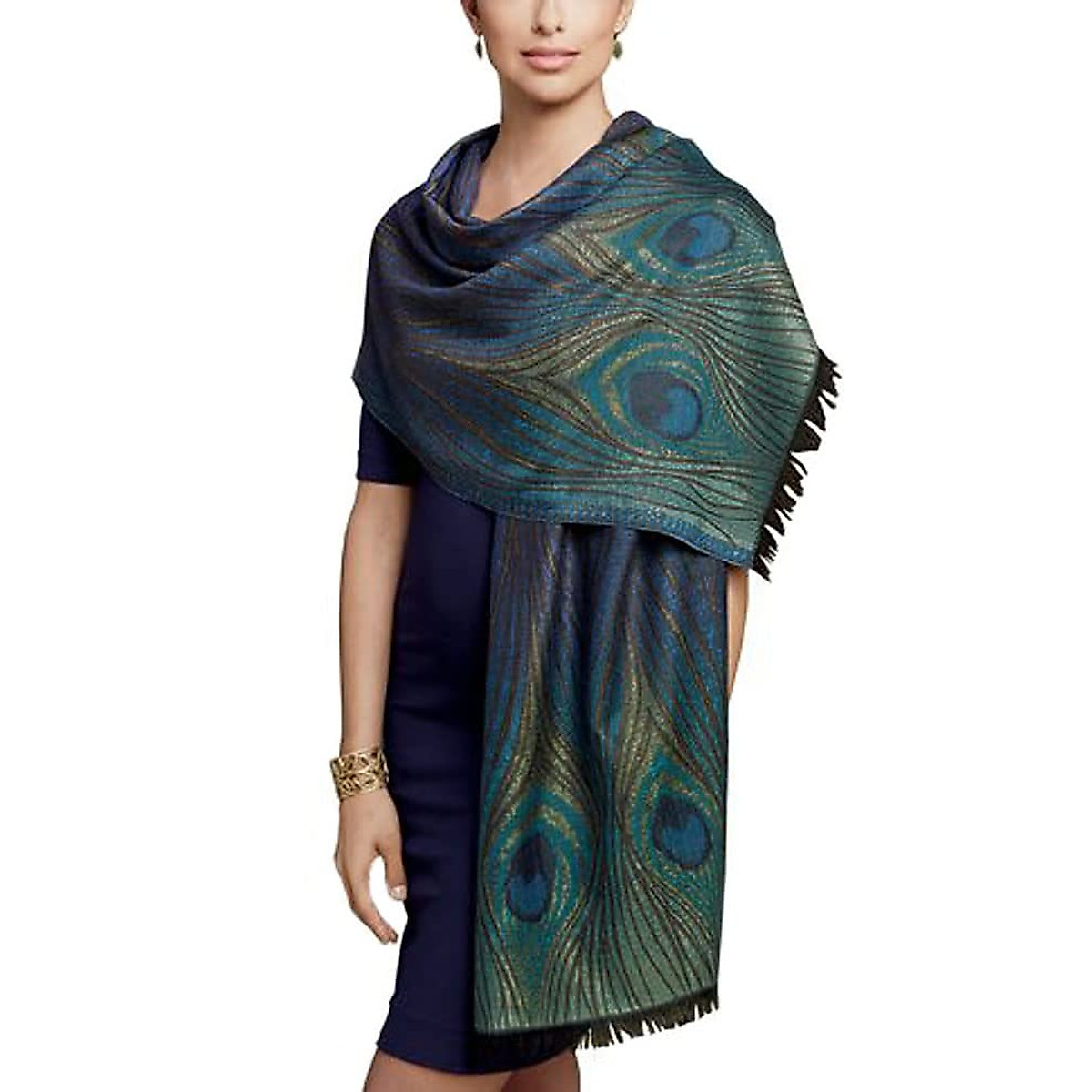 MMA Shawl Scarf Womens Shawls Warm Like Pashmina Scarf Wrap Evening or Day Peacock Design