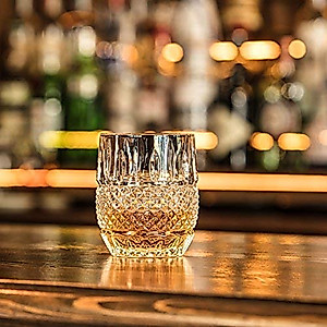 Unique Whiskey Glasses Set of 2, 10oz Ultra Clarity Crystal Glass Rocks Tumblers, Liquor, Bourbon or Scotch, Old Fashioned Rocks Glass Tumbler for Scotch, Cocktail, Liquor
