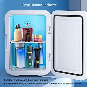 QINGDONGDZA Luxury Mini Fridge Cooler 6 Litre / 8 Cans Skincare Mini Fridge for Bedroom - Car, Office Desk & Dorm Room,12v AC/DC & Exclusive USB Option,Small Portable Fridge,Red