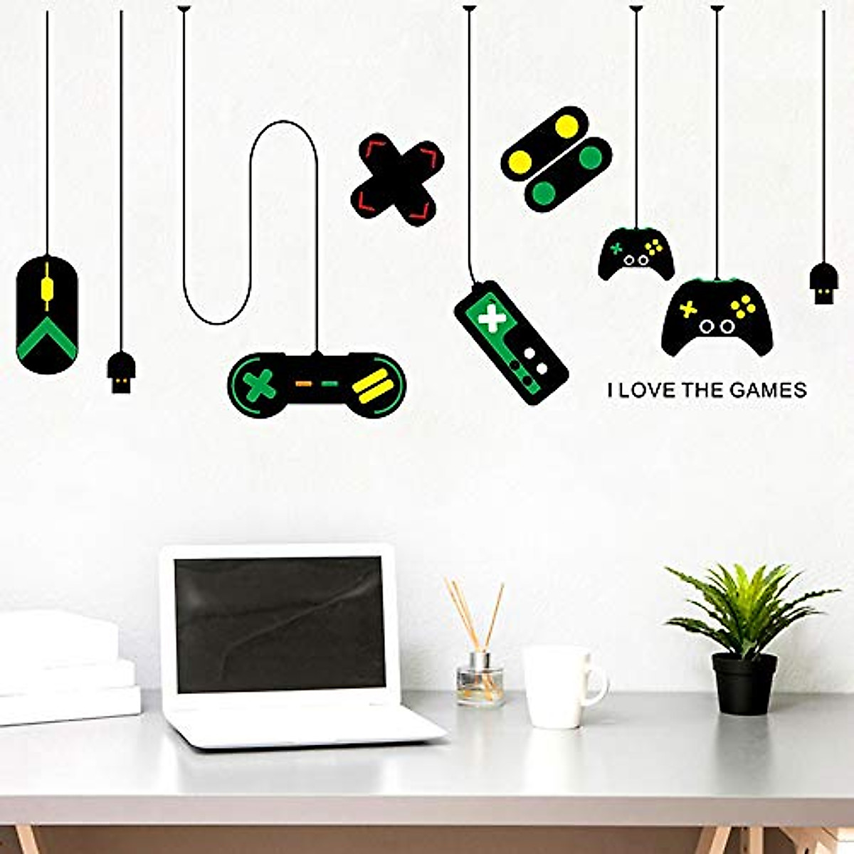 CHengQiSM Game Wall Stickers Gamer Room Decor Gaming Controller Joystick Playroom Wall Decals for Bedroom Living Room Decor Removable Art Mural for Boys Kids Men