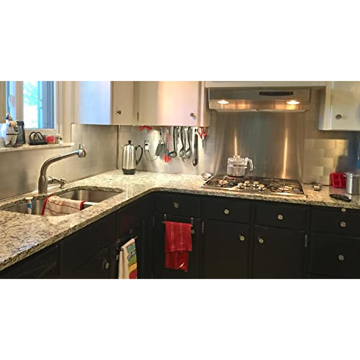 Yipscazo 5 - Sheet Peel and Stick Metal Backsplash, Stick on Tiles Stainless Steel Backsplash Peel and Stick for Kitchen, Bathroom, Fireplace (12''x12'', Silver)