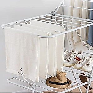 Foldable Clothes Airer, Large 2 Layer Drying Rack Clothes Drier, Portable Adjustable Clothes Horses Suitable for Indoor Shirts Pants Towels Shoes and Quilts