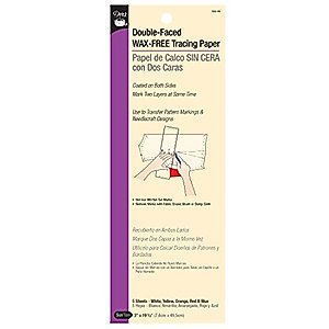 Dritz Double-Faced & Wax Free, 5 Sheets, Multicolor Tracing Paper, 3 x 19-1/2-Inch, 5 Count