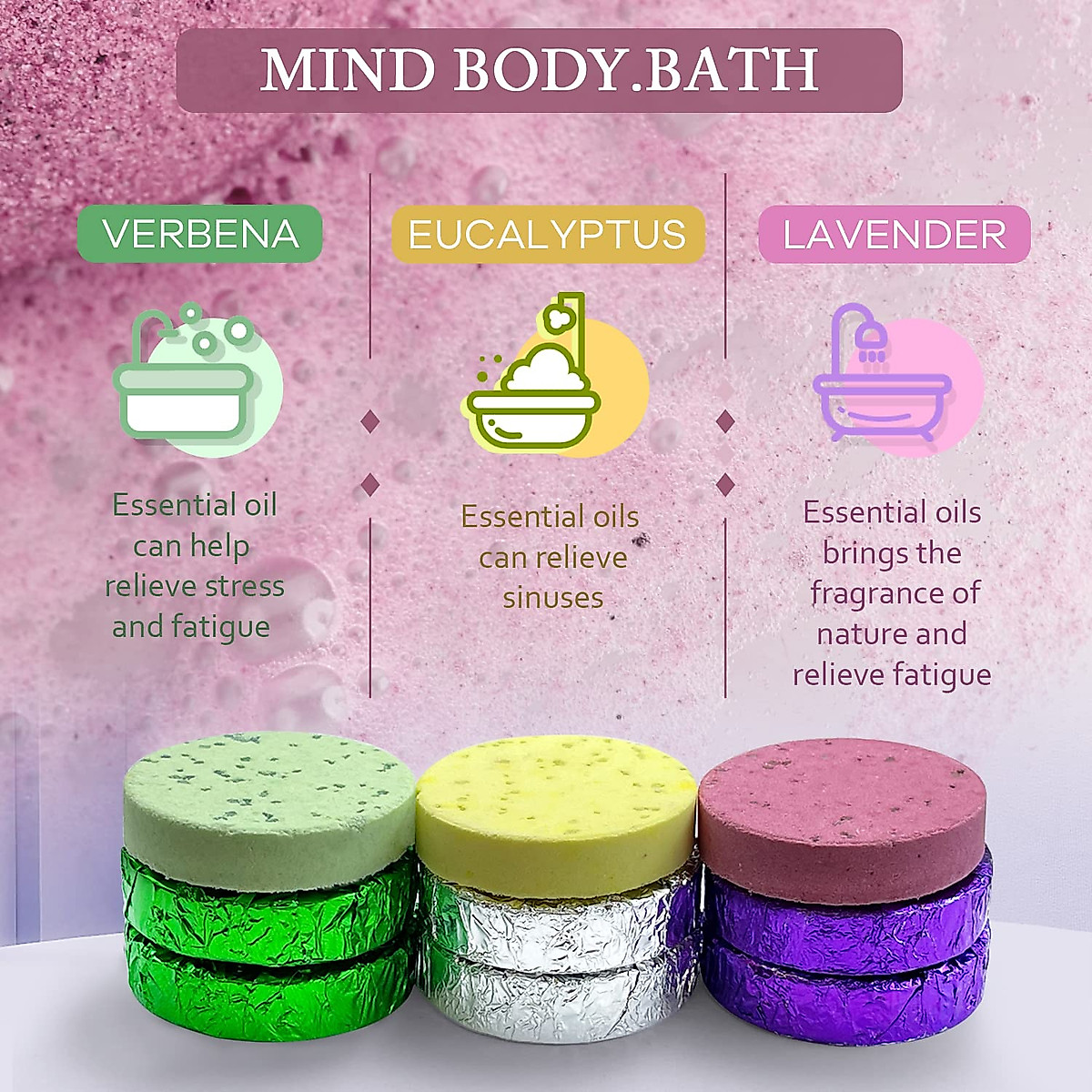 Shower Steamers Multi-Quantity Packed (45PCS) Women/Men Gift Set–Lavender, Verbena, Eucalyptus Aromatic Shower Bombs, Individually Wrapped Tablets for Mother's Day & Anniversaries