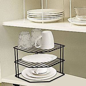 Frcctre 3-Tier Kitchen Corner Shelf Rack Counter and Cabinet Organizer, 9x9x7.5 Inch Metal Wire Kitchen Counter Pantry Cabinet Organizer and Storage Shelf for Plates, Cups, Dishes