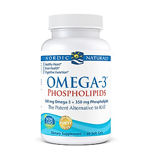 Nordic Naturals Omega-3 Phospholipids, Unflavored - 60 Soft Gels - 500 mg Omega-3 & 350 mg Phospholipids - Heart & Brain Health - Small, Easy-to-Swallow Soft Gels - Non-GMO - 30 Servings
