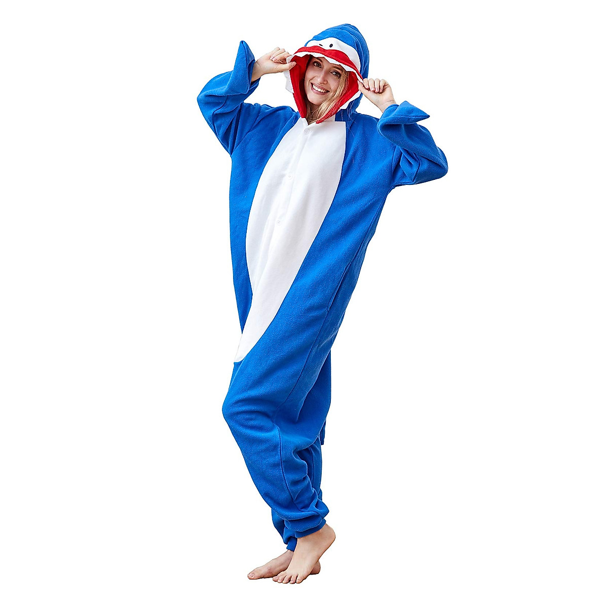 Comfy New Animal Onesie Shark Halloween Cosplay Pajamas Costume Sleepwear Large