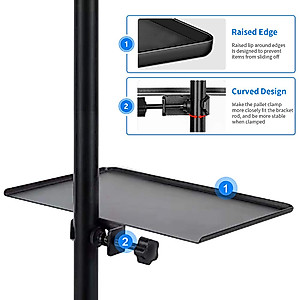 ZBY Microphone Stand Tray, Clamp-On Rack Tray,Music Stand for Music Sheet,Clamp Compatible with Most Microphones Stands for Live Streaming,Karaoke, Recording, size:7.9x8.7in (Stand NOT Included)