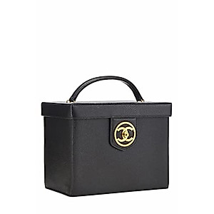 CHANEL, Pre-Loved Black Caviar Circle 'CC' Vanity Large, Black