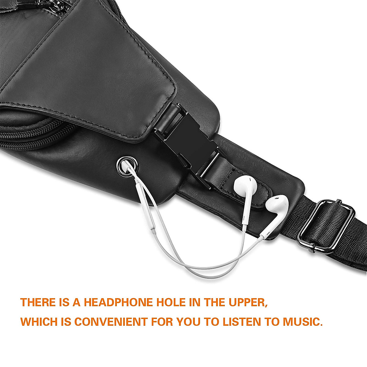 Leather Sling Bag Purse Chest Shoulder Backpack,Crossbody Bags for Men Outdoors