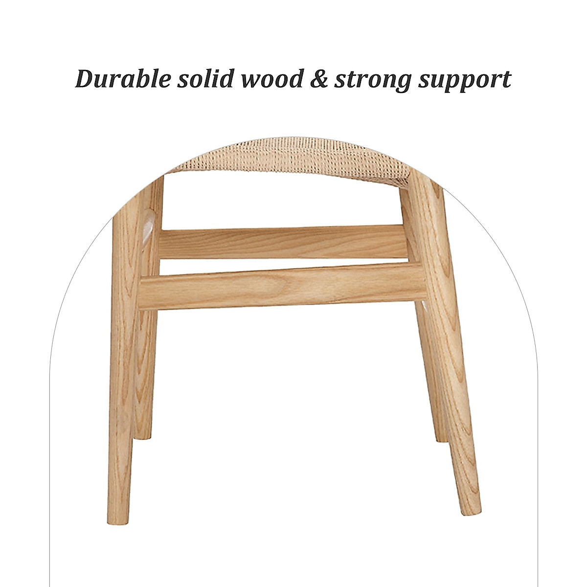 VODUR Wishbone Chair Natural Solid Wood Dining Chair/Hans Wegner Y Chair Rattan and Wood Accent Armrest Chairs - Ash Wood Chairs Set of 2 (Ash Wood + Natural)