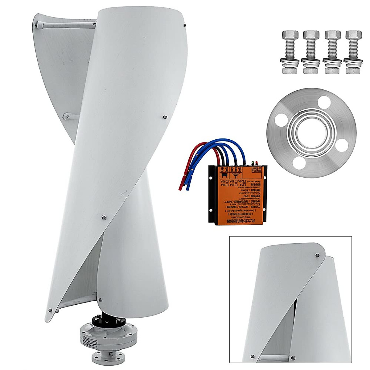 SOLRIMANA 450W Portable Wind Turbine Generator Kit, 12V, 450W, White