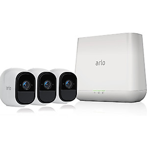 Arlo Technologies Pro -Wireless Home Security Camera System with Siren|Rechargeable,Night Vision,Indoor/Outdoor,HD Video,2-Way Audio,Wall Mount|Cloud Storage Included|3 Camera Kit (VMS4330), White