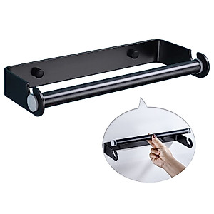URALFA Under Cabinet Paper Towel Holder Wall Mount, Paper Towel Roll Holder Both Available in Adhesive and Screws, Paper Towel Rack for Kitchen, Bathroom, Pantry, Sink (Black)