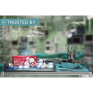 Swiss Safe Long Elastic Stretch Gauze Rolls, 4 Inch x 8 Yards, (6 Pack)