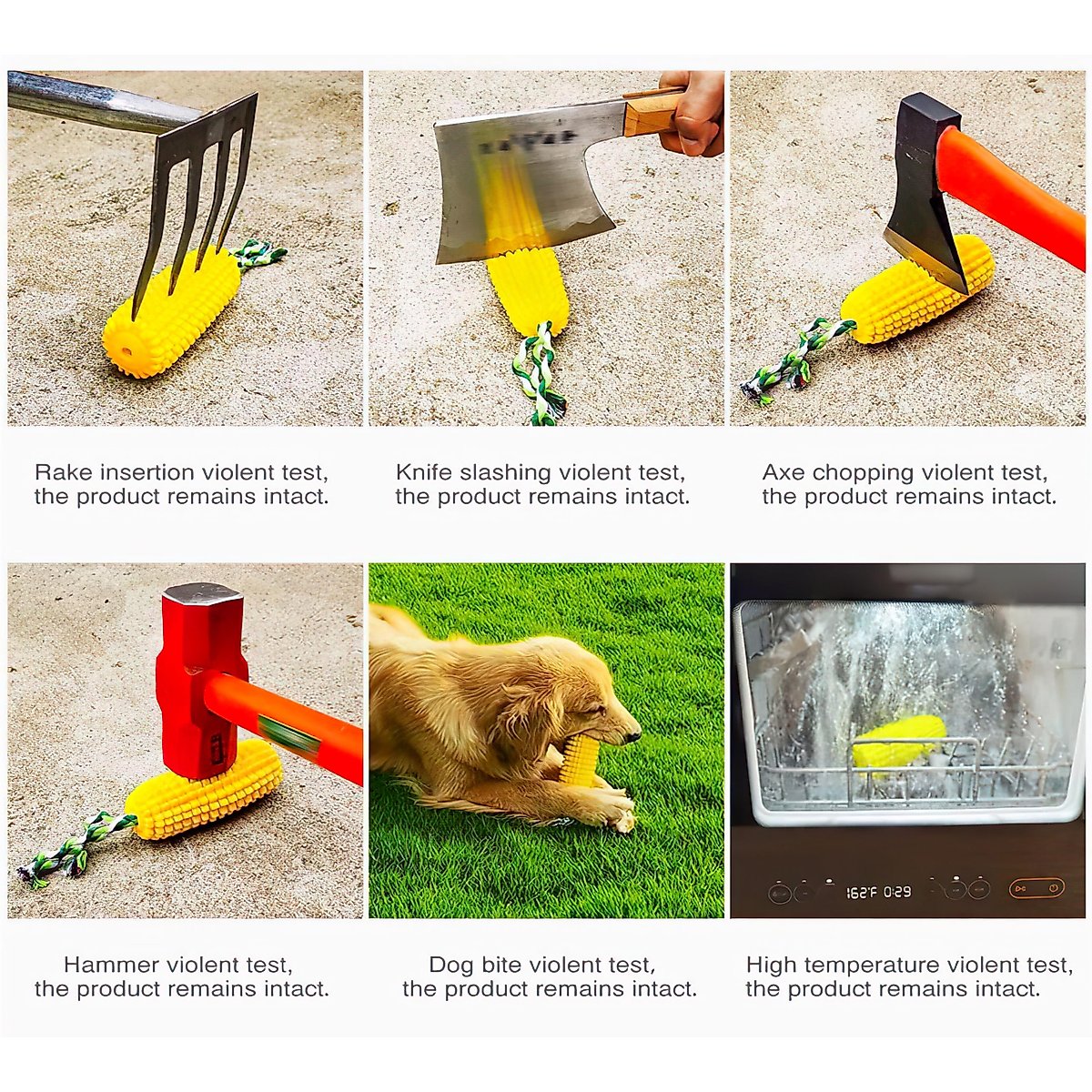 Generic Dog Chew Toys for Aggressive Chewers – 2 Pcs Set Indestructible Tough Durable Squeaky Interactive Dog Corn Stick Toys for Small Medium Large Pet Super Fun Puppy Teeth Chew, Yellow