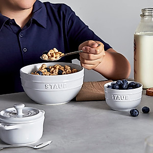 STAUB Ceramics Dutch Oven 3-piece Mini Round Cocotte, White