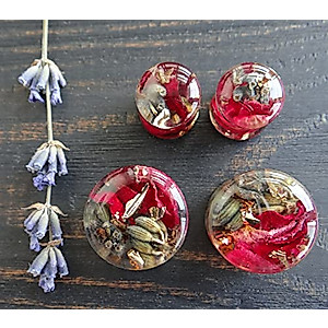 ETERNIADA Rose and Lavender ear plugs Wedding gauges 00g plugs 2g earrings Rose gauges 0g tunnels 2 inch plugs Resin gauges Real flower plugs Floral gauges (00g / 10mm / 3/8" / PAIR)