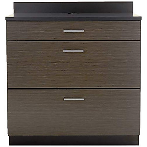 Safco Products 1703AN Modular Hospitality Breakroom Base Cabinet, 3 Drawer, Asian Night Base/Black Top