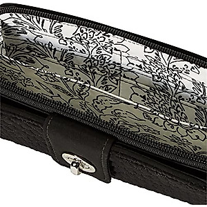 Vera Bradley Women's Microfiber Turnlock Wallet With RFID Protection, True Black, One Size