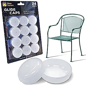 Furniture Leg Gliders (24 Pack, White) - 1.5" Round Plastic Outdoor Replacement Feet for Outdoor Furniture - Caps for Vintage Wrought Iron Patio Chairs & Tables - Replacement Chair Glide Protectors