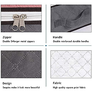 DinQ 2 Pack Queen Under Bed Storage Box with Clear Window, Zip Cover and Reinforced Handles for Clothing, Pillows, Quilts, Quilts, Blankets and Toys - Grey (2 Pack)