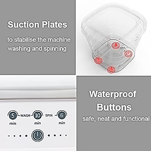 MOYU Portable Washing Machine Foldable Bucket Washer with Soft Spin Dry and Drainage Pipe(110V/240V, US Plug,English User manual)