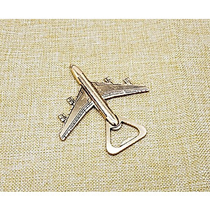 Youkwer 20 PCS Skeleton Airplane Bottle Opener with “OUR ADVENTURE BEGINS”Exquisite Packaging for Wedding Party Favors & Decorations (Dark Gold)