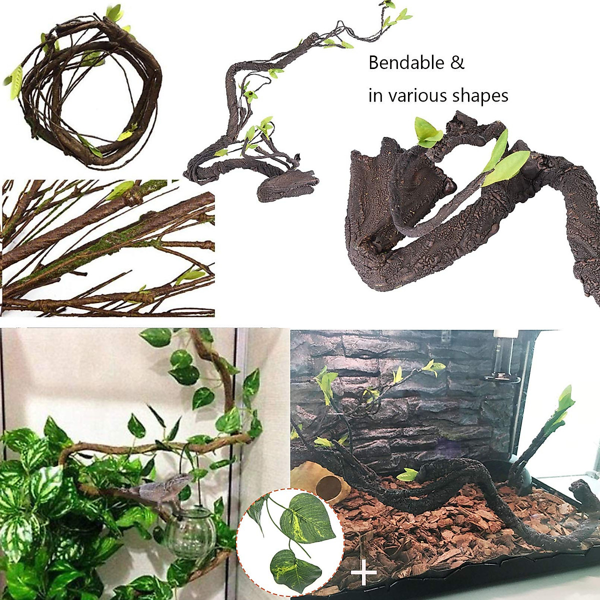 Gecko Coco Den Reptile Hideouts, Raw Coconut Husk Hut for Leopard Gecko, Sturdy Hanging Home, Climbing Porch, Hiding, Sleeping & Breeding Pad