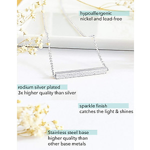 Altitude Boutique Minimalist Bar Necklace Simple Horizontal Bar Necklace for Women (Silver)