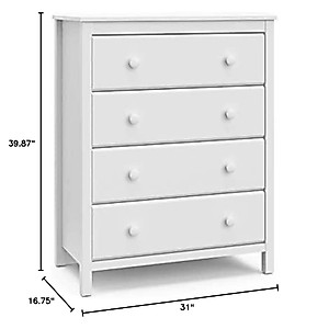 Storkcraft Alpine 4 Drawer Chest (White) – GREENGUARD Gold Certified, Dresser For Nursery, 4 Drawer Dresser, Kids Dresser, Nursery Dresser Drawer Organizer, Chest of Drawers