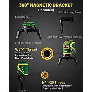 APEXFORGE X3 131ft Green Laser Level, Cross Line Laser with 2 Plumb Dots, 4500mAh Rechargeable Battery with Type-C Charging Port, Self-Leveling & Manual & Pulse Mode
