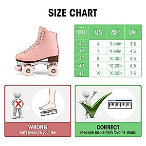 Tuosamtin Roller Skates for Women/Youth with Height Adjustable stoppers Retro Quad Roller Skates for Outdoor and Indoor (7, Pink)