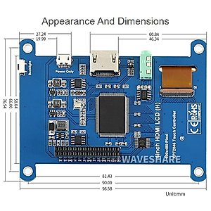 waveshare 4inch Resistive Touch Screen LCD Compatible with Raspberry Pi 4B/3B+/3A+/2B/B+/A+/Zero/Zero W/WH/Zero 2W CM3+/4 480×800 Resolution HDMI IPS Supports Windows