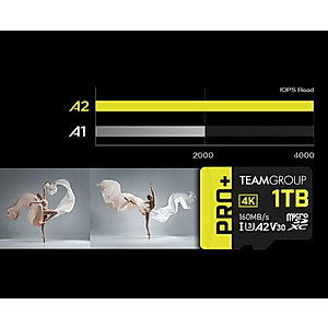 TEAMGROUP A2 Pro Plus Card 256GB Micro SDXC UHS-I U3 A2 V30, Read/Write up to 160/110 MB/s for Nintendo-Switch, Gaming Devices, Tablets, Smartphones, 4K Shooting, with Adapter TPPMSDX256GIA2V3003