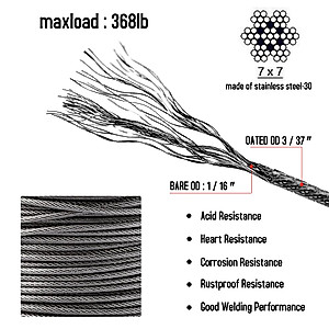 Outdoor String Light Hanging Kit, 200ft Coated Stainless Steel Cable Light Guide Wire, Contain Turnbuckle and Hooks, for Indoor and Outdoor Lights, Patio, Garden