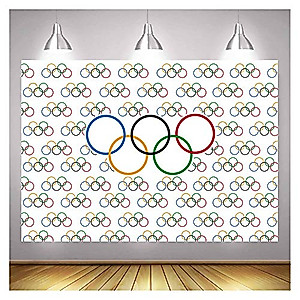 XLL Olympic Sport Theme Photography Background Vinyl Olympic Rings International Banner for Sports Party Photo Backdrops 5x3ft Countries for Classroom Garden Grand Opening Sports Clubs Party Supplies