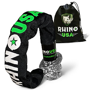 Rhino USA Synthetic Soft Shackle Rope - 44,050lb Guaranteed Max Break Strength Recovery Offroad Tow Shackles for UTV, ATV, Trucks, 4x4 - Use with Rhino Tow Strap (1/2" 1-Pack Gray)