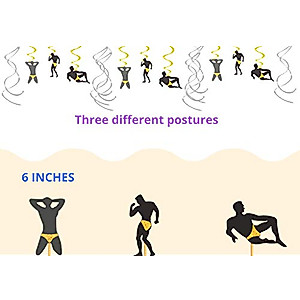 50 Pack Bridal Shower Supplies Hanging Swirls Stripper Pole Dancer Confetti, 3 Dancing Men Posture I Bachelorette Party Decorations, Bride to Be, Birthday, Girls Night Out Party Photo Props backdrops