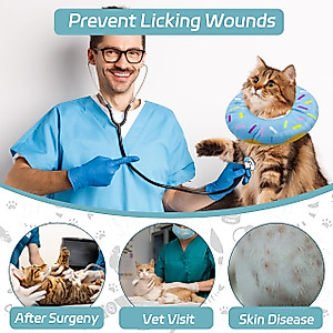 Seyezo Cat Cone Soft Collar, Adjustable Cat Recovery Collar for Small Medium Large Cats, Cute Donut E Collar After Surgery, Anti-Lick Wound Healing Elizabethan Collar for Kittens(Donut Blue, Small)