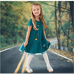 Toddler Girl Tulle Dress Summer Short Sleeve Casual Cotton Green Butterfly Party Dress 2T