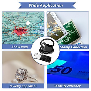 2 Pieces Jewelers Loupe 30X 60X 90X Illuminated Jewelers Eye Loupe Magnifier Jewelry Magnifying Glass Loop with UV Black Light and Bright LED Light for Jewelry Diamond Gem Coin Stamp Rock (Black)