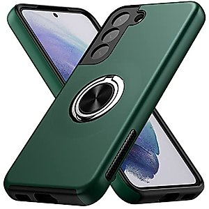 MMHUO for Galaxy S21 Case,Dual Layer Military Grade Drop Protection Case for Samsung S21 Kickstand Case with Hidden Ring Holder Shockproof Protective Phone Case for Samsung Galaxy S21 5G,Dark Green