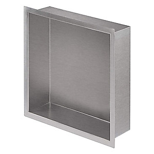 Sanbege 12"×12" Shower Niche Brushed Stainless Steel, Recessed Shower Caddy, Bathroom Shelf Insert Fits for 11"x11" Wall Hole Installation (Nickel)